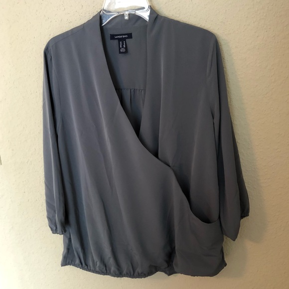 Lands' End | Tops | Nwot Lands End Gray Wrap Detail Top | Poshmark